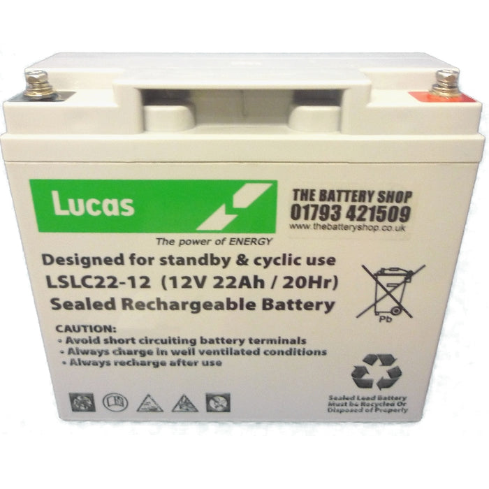 LSLC22-12 12v 22Ah Lucas AGM Standby and Cyclic Battery – The Lamp Company